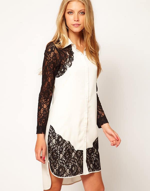 Leona Lewis Wears ASOS Shirt Dress with Color-Block Panels