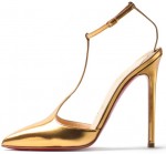 Nina Dobrev in Red Dress and Gold T-Piga Pumps at Power of Youth Event