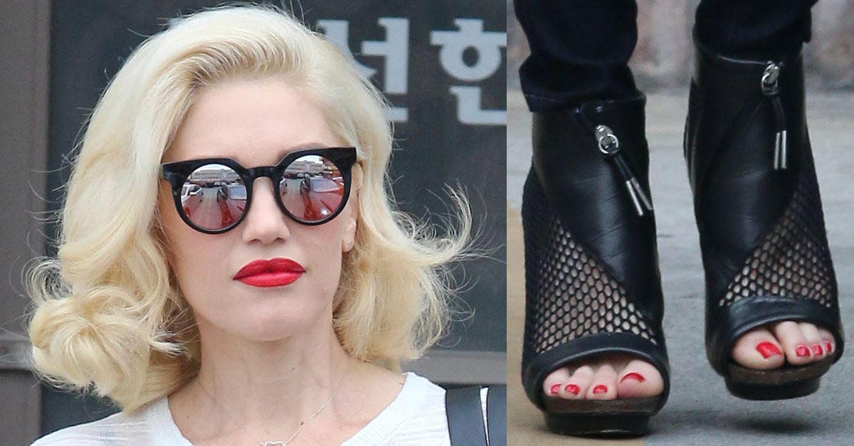 Gwen Stefani Rocks A Tee And Jeans Combination With Lamb Booties