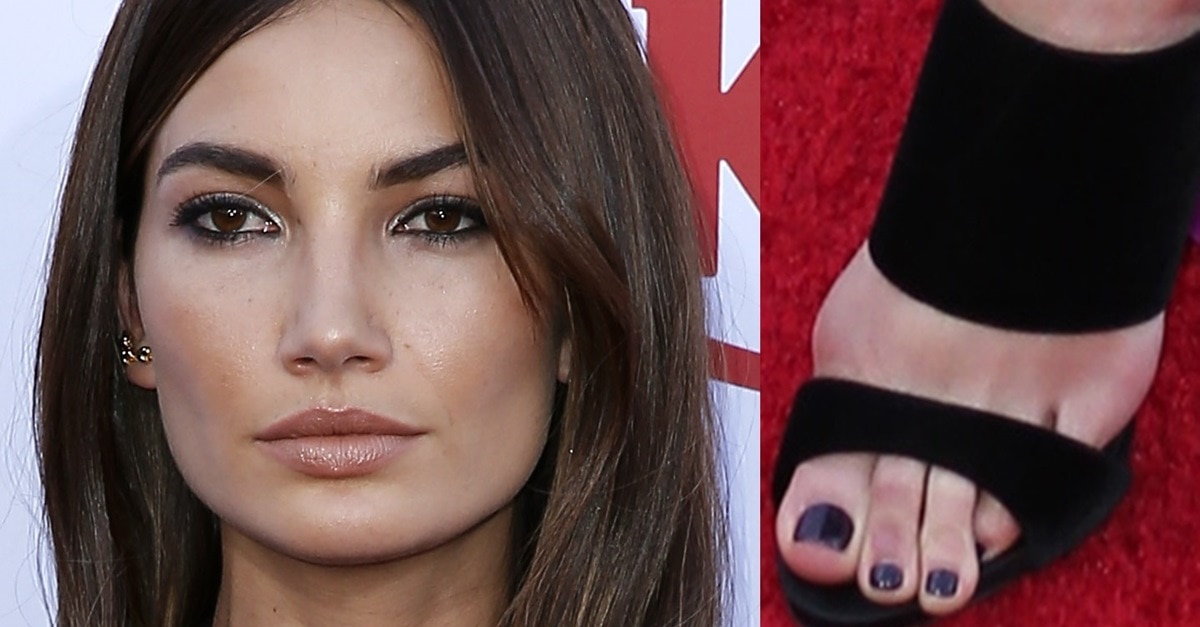 Lily Aldridge Tortures Feet in Slide Sandals by Giuseppe Zanotti