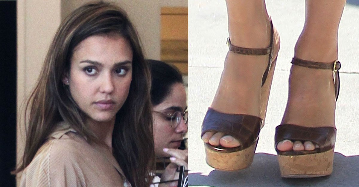 Jessica Alba Shops in Etienne Aigner Genevieve Wedge Sandals
