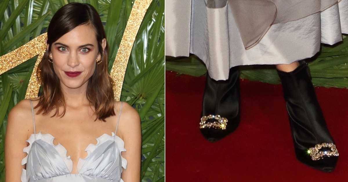 Alexa Chung Wears Weird Roger Vivier Boots With Ugly Dress