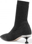 Glittering Rib-Knit Sock Ankle Boots in Black and Silver