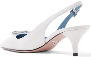 Prada's Printed Bow-Embellished Leather Slingback Pumps