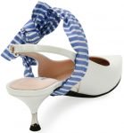 Prada's Printed Bow-Embellished Leather Slingback Pumps