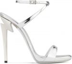 Sculpted G Heel Sandals in Black, Red, Green, and Mirrored Leather