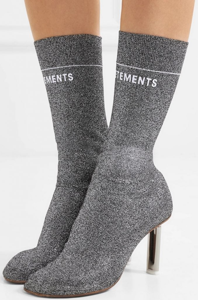 Blac Chyna Flaunts Big Ass in Logo-Jacquard Stretch-Knit Sock Boots