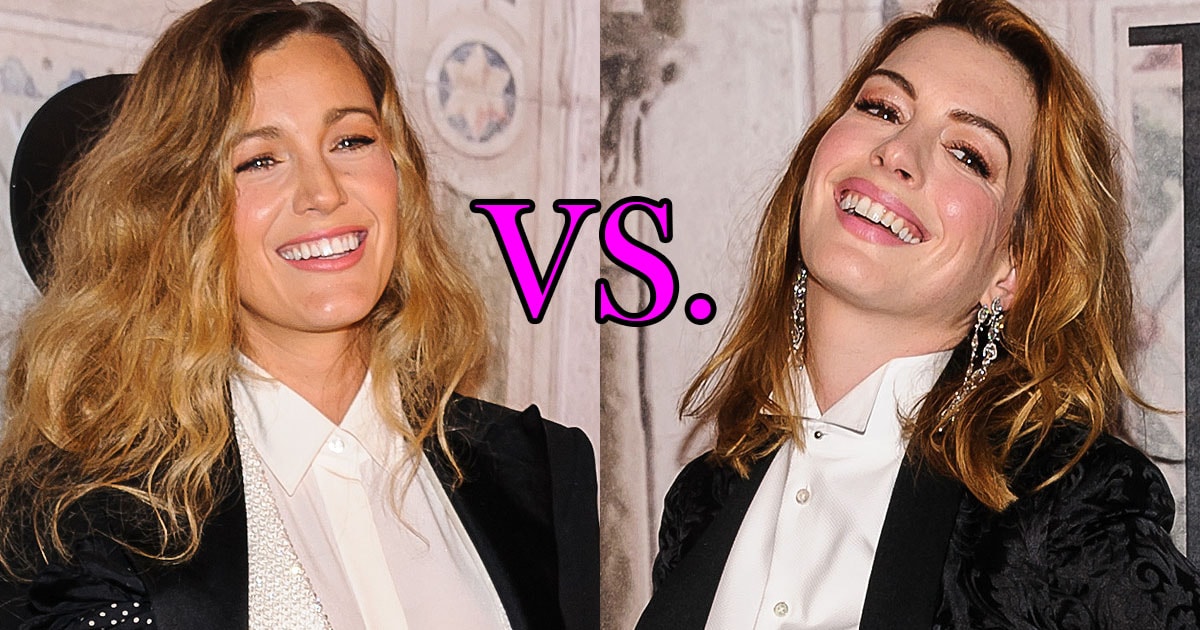 Celebrity Tuxedo Face-Off: Blake Lively, Anne Hathaway, and Kanye West ...