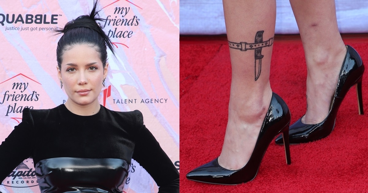Halsey's Belted Knife Ankle Tattoo in Cult of Coquette Pumps