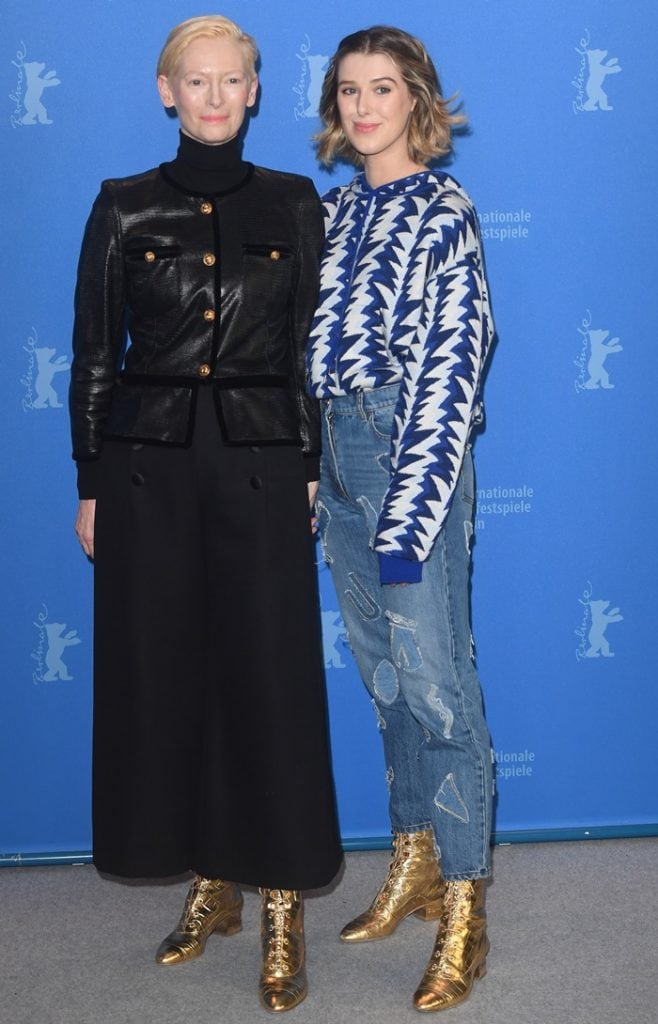 Honor Swinton Byrne Stands Tall Alongside Taller Mother Tilda Swinton ...