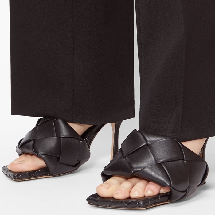 Bottega Venetas Crunch Lux Sandals With Elongated Square Open Toes