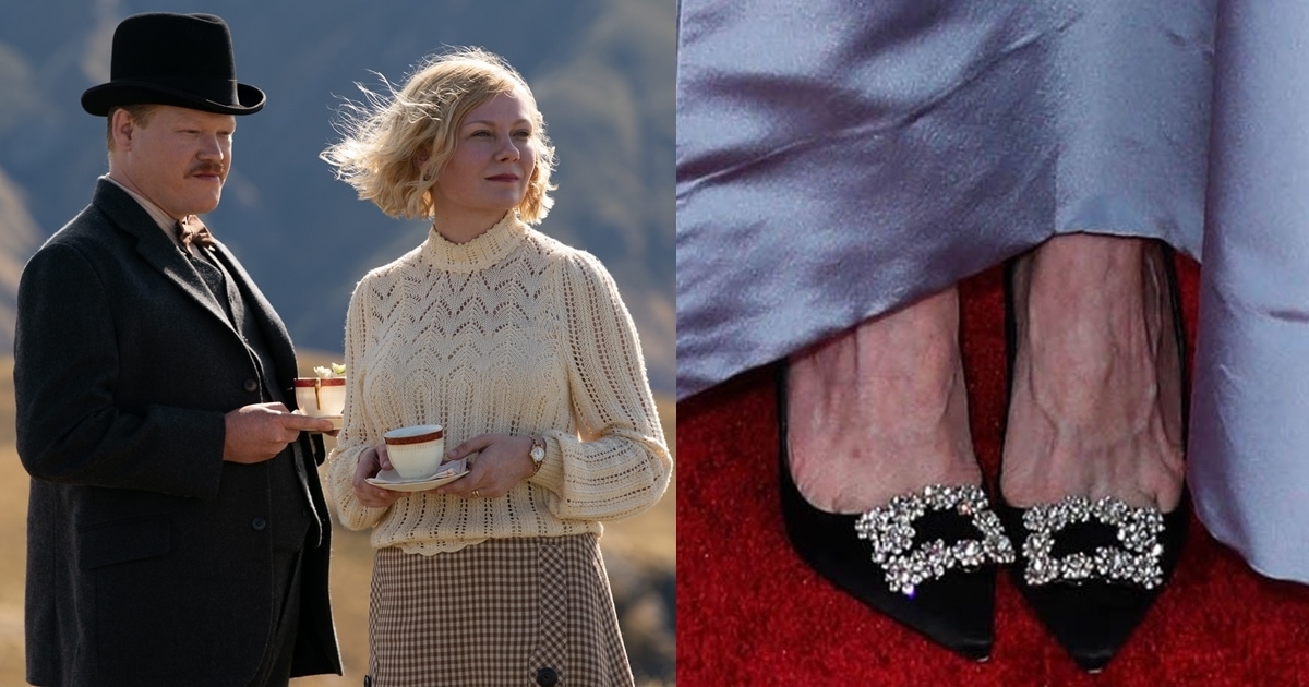 Kirsten Dunst Turns Heads in Loose Blue Gown and Roger Vivier Pumps ...