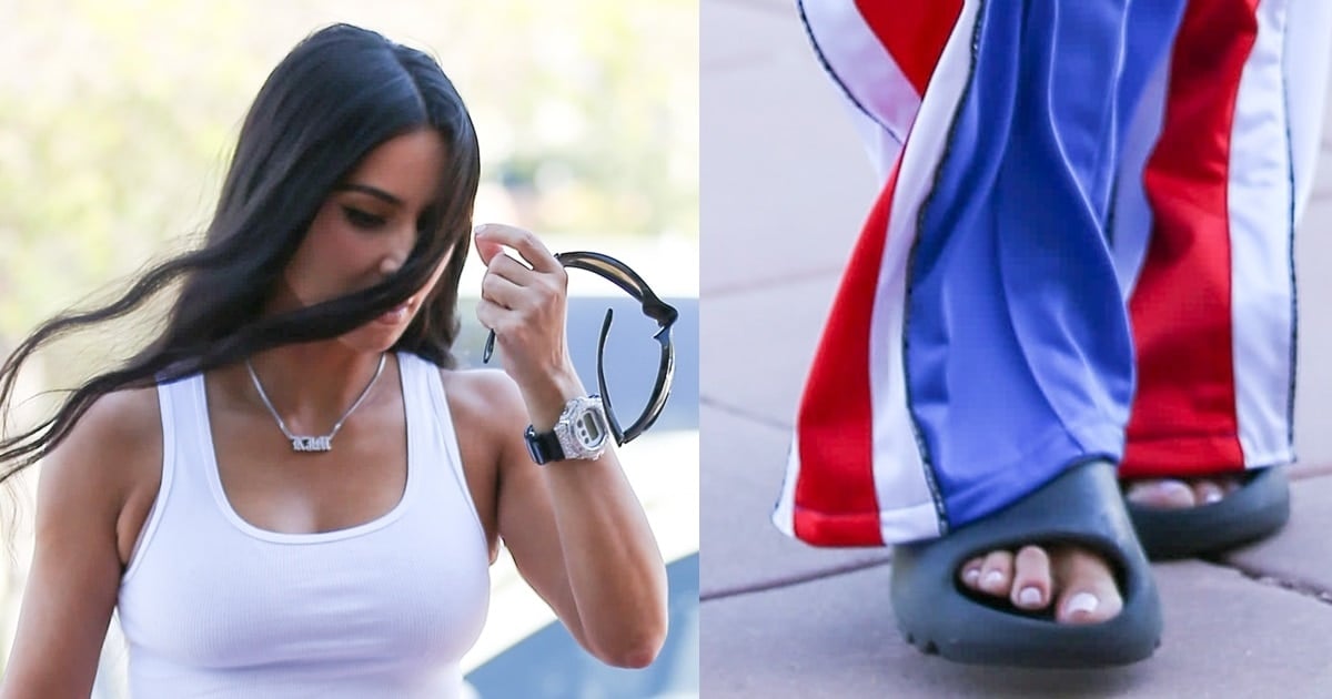 Kim Kardashian Pairs Skims Tank with Vetements Track Pants and Yeezy ...