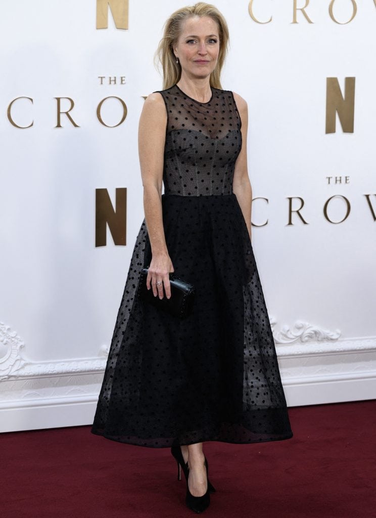 Gillian Anderson's Sheer Polka-Dot Dress Steals Spotlight at The Crown's Final Event