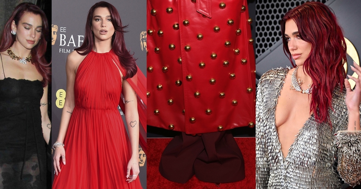 Red-Haired Radiance: Dua Lipa Makes Dramatic Entrance in Fiery Hot Valentino Gown at BAFTA Film ...