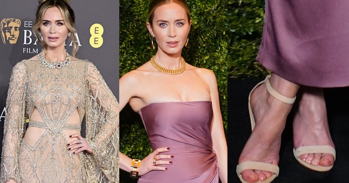 Regal Radiance: Emily Blunt Dazzles in Gold Elie Saab Cutout Dress at ...