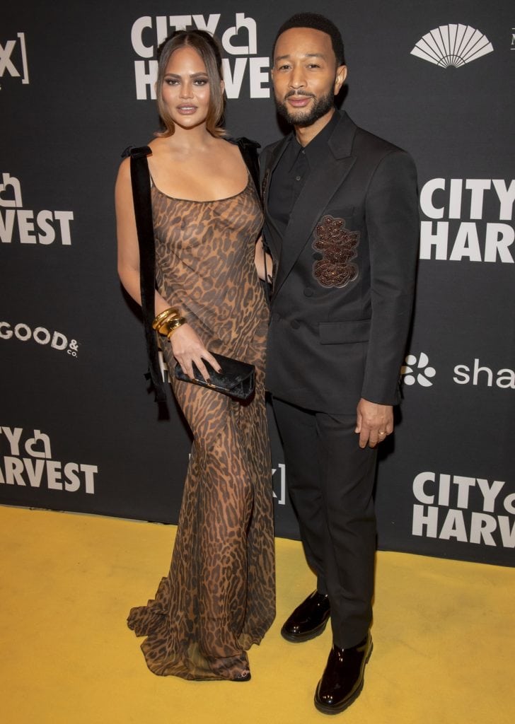 Chrissy Teigen Dazzles in Sheer Nina Ricci Leopard Dress During Date ...