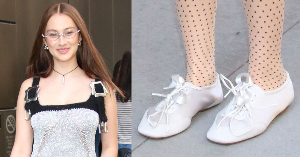 Lola Tung Brings Balletcore to Life in Vivaia Ballerina Sneakers & 404 Studio Knit Dress for The ...